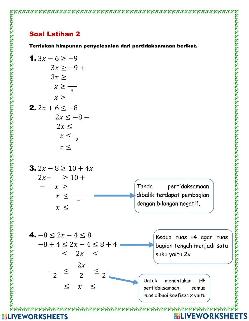 latihan pers da… | Free Interactive Worksheets | 6740486