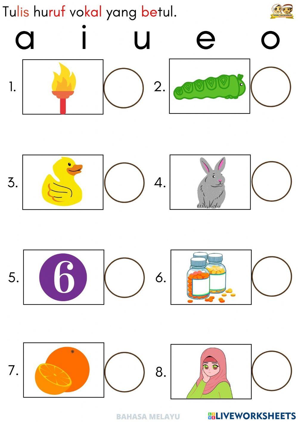 Huruf Vokal online exercise for tadika | Live Worksheets