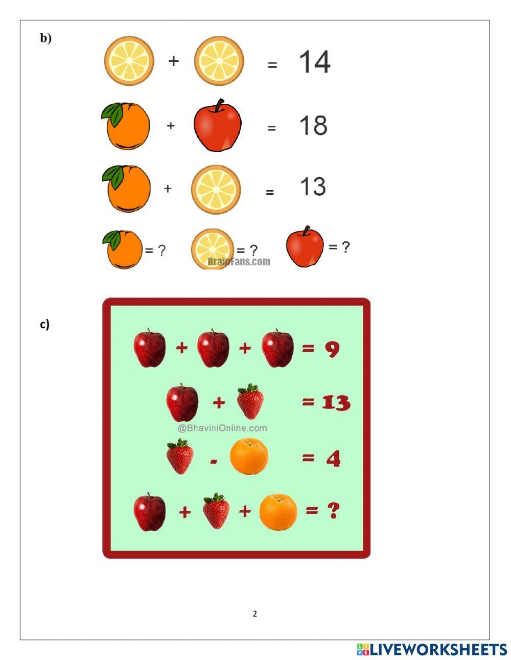 Find the unknown worksheet | Live Worksheets