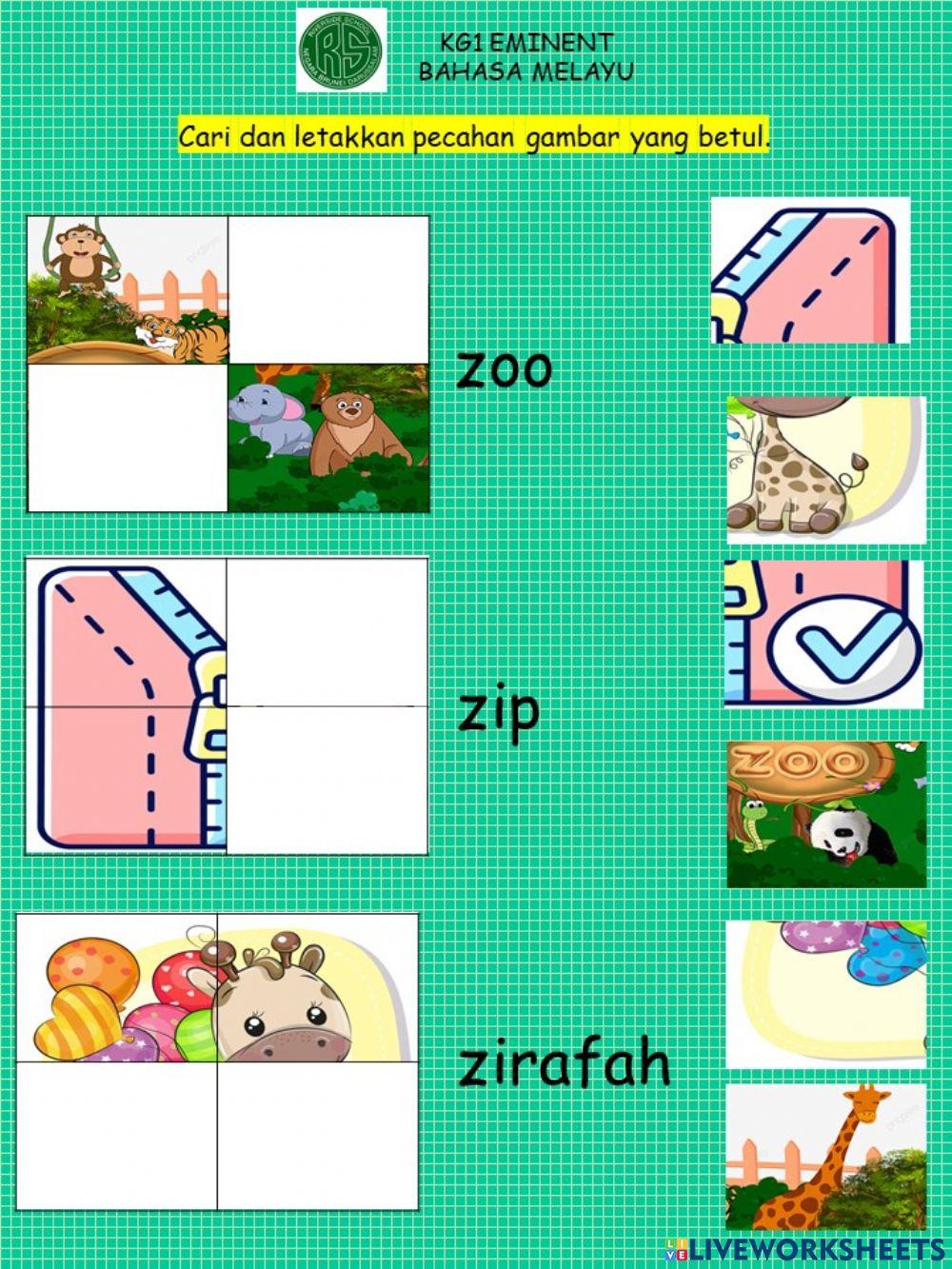 Latihan huruf z worksheet | Live Worksheets