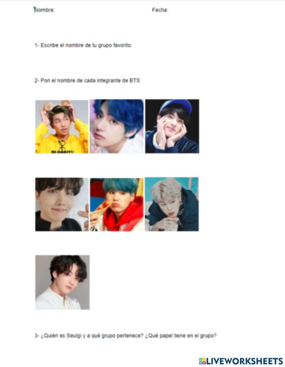 Mini examen kpop worksheet | Live Worksheets