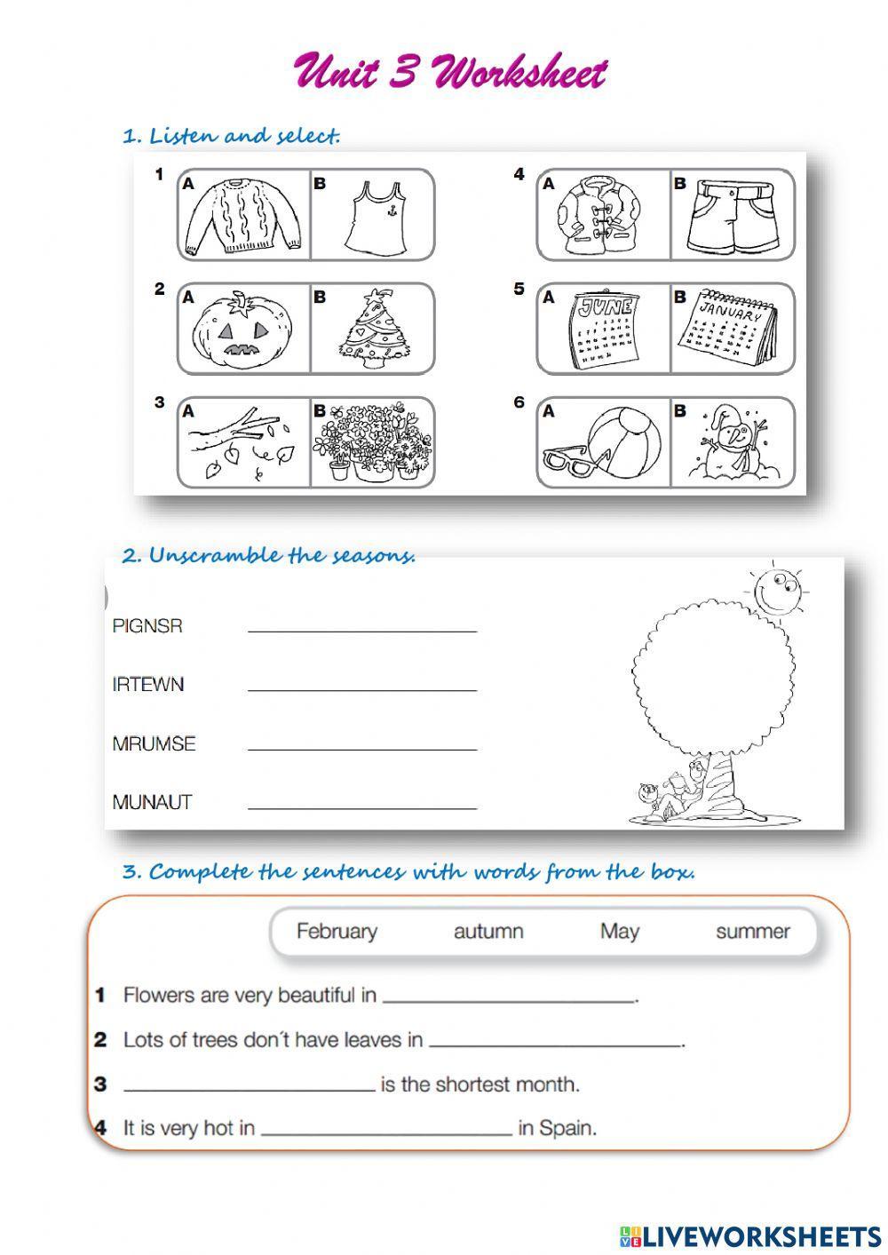 Months, Seasons worksheet | Live Worksheets