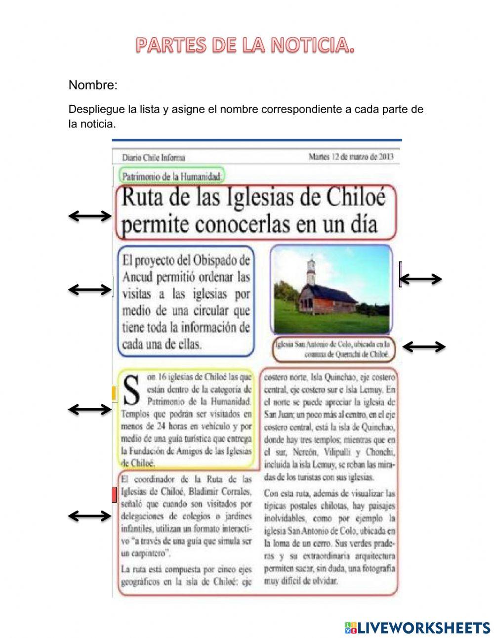 Partes De La Noticia Online Activity For Segundo De Primaria Tipos De ... Partes De La Noticia Online Activity For Segundo De Primaria Tipos De ...