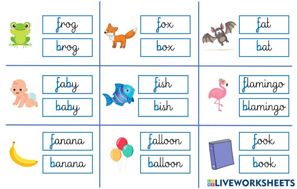 Letter 'f' or 'b' worksheet | Live Worksheets