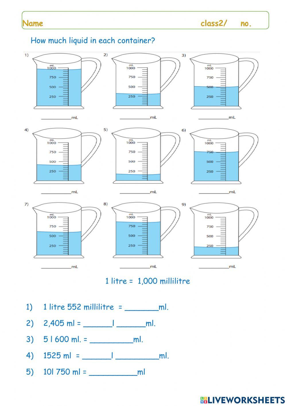 Volume And Capacity Worksheets Volume And Capacity Worksheets