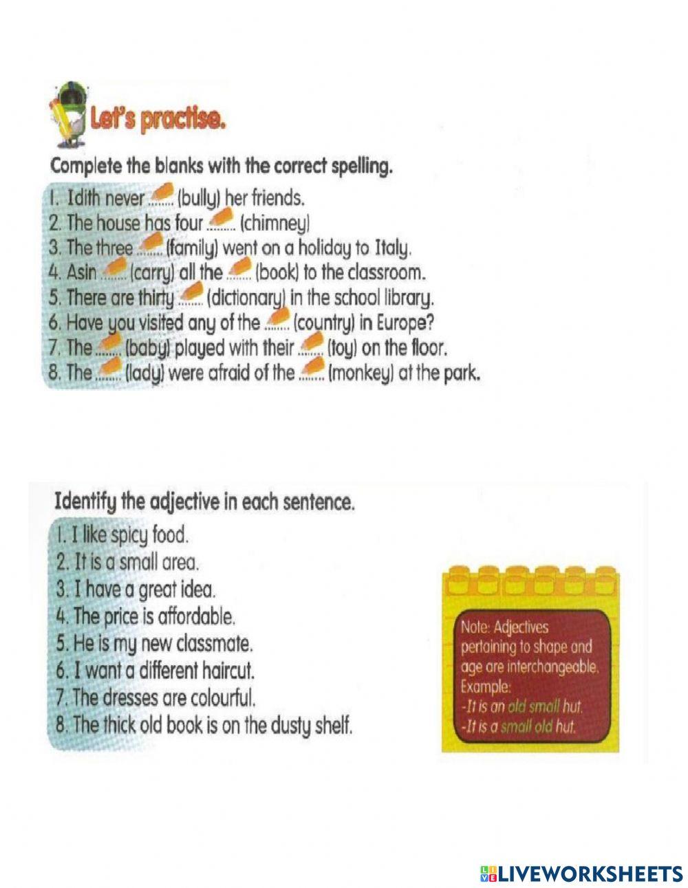 English online exercise for year 6 | Live Worksheets