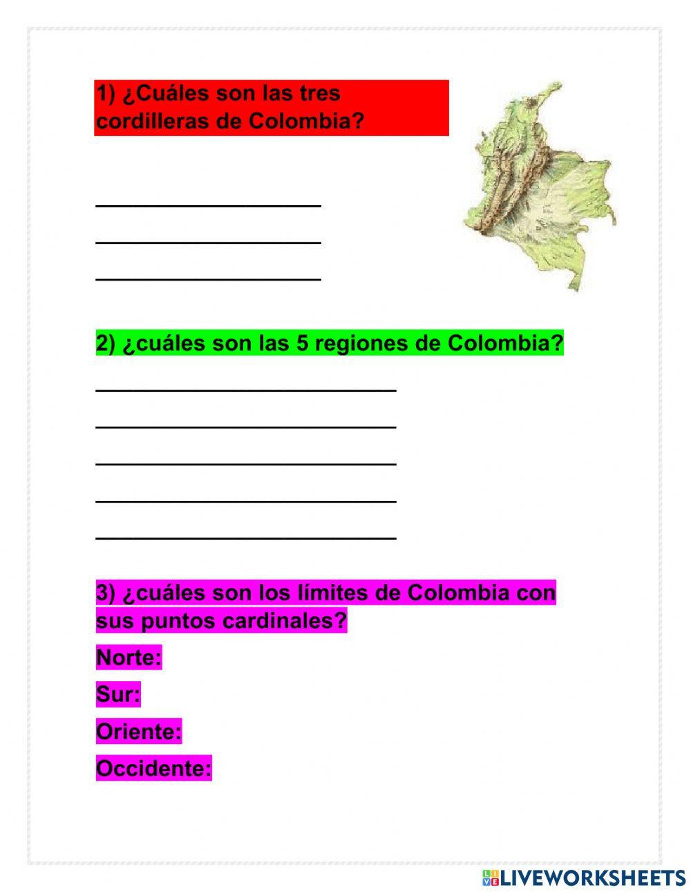 Geografia de colombia online worksheet | Live Worksheets