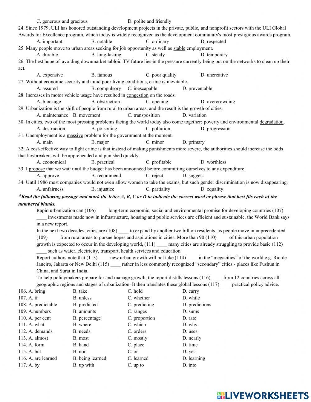 G10 test for unit 2 -part a worksheet | Live Worksheets