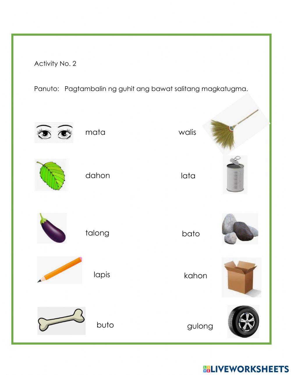 Mga Salitang Magkatugma2 Worksheet 1st Grade Worksheets Sequencing ...