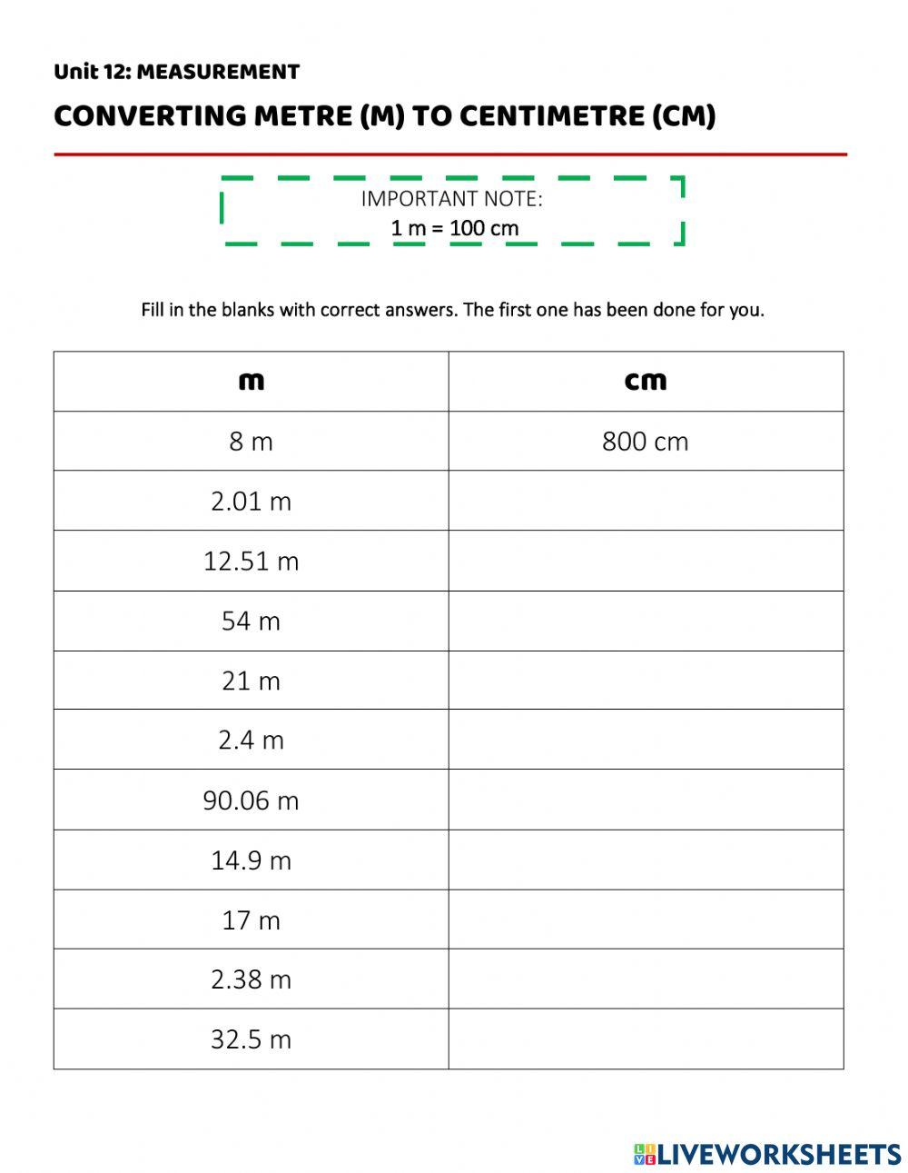M To Cm Interactive Worksheet Live Worksheets M To Cm Interactive Worksheet Live Worksheets