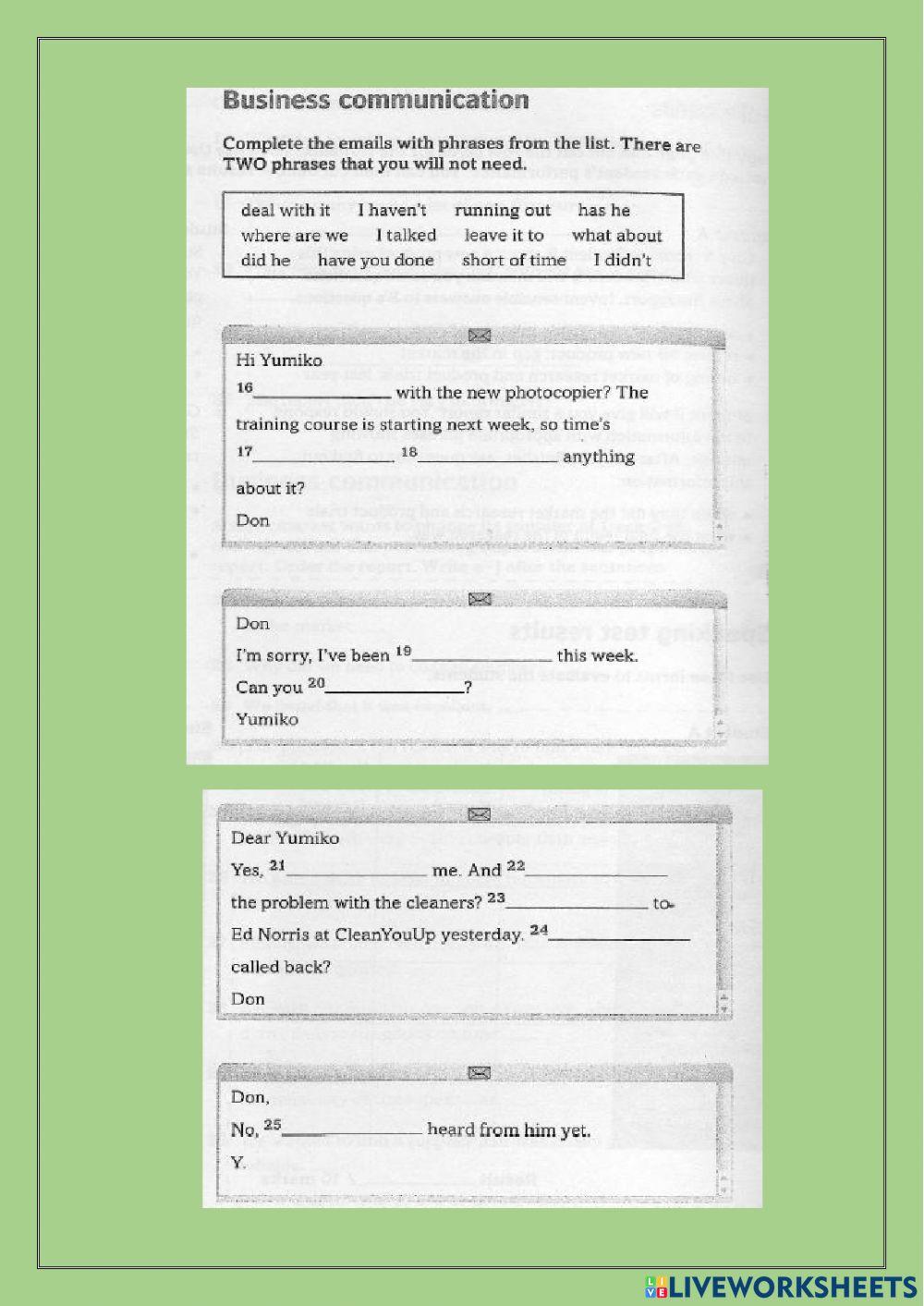 Employment BR pre worksheet | Live Worksheets