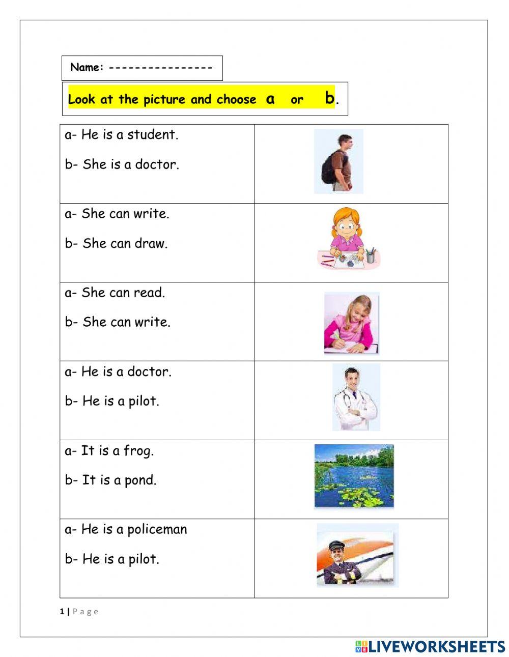 Choose activity for 2 | Live Worksheets