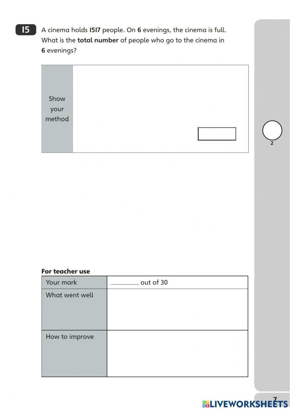 1524611 | Y6 Autumn1 Problem solving and reasoning