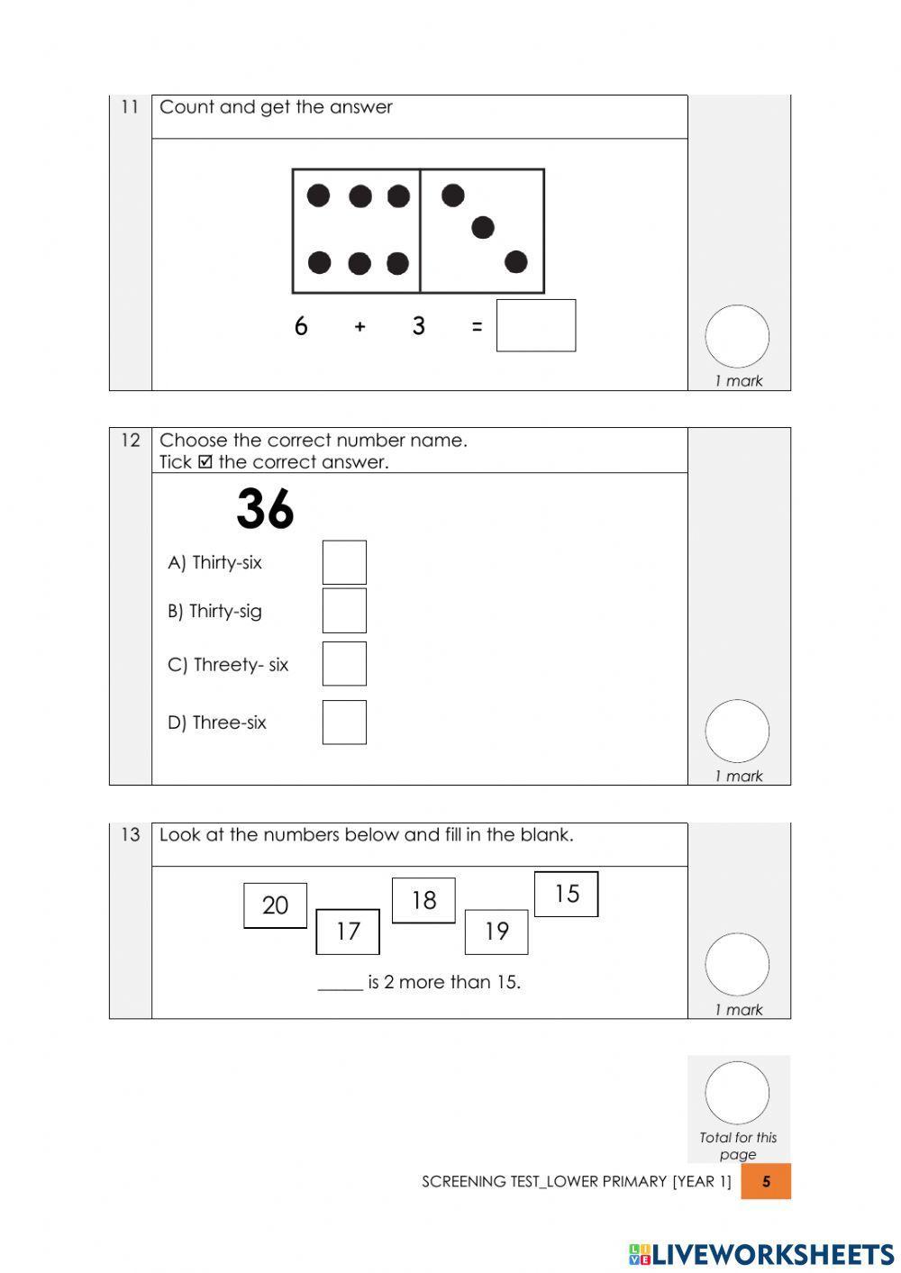 Numeracy LS 2021 1512486 | Andy HD | Live Worksheets