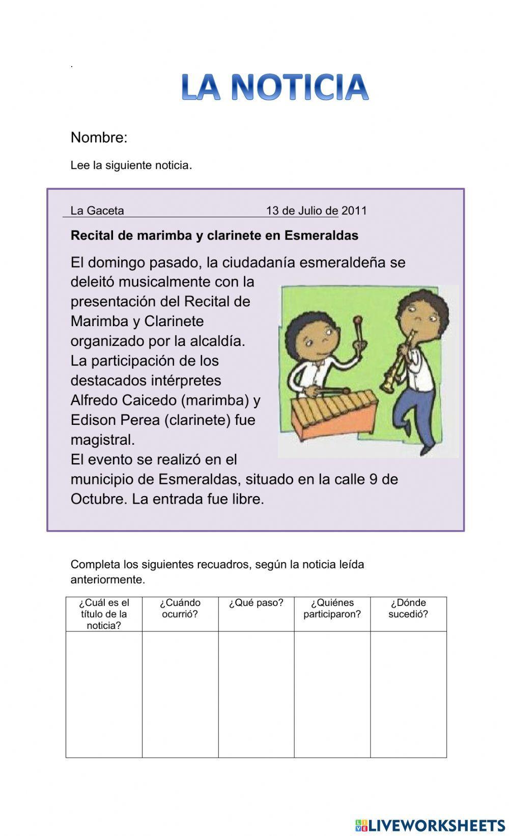 Actividades Con La Noticia - Image to u