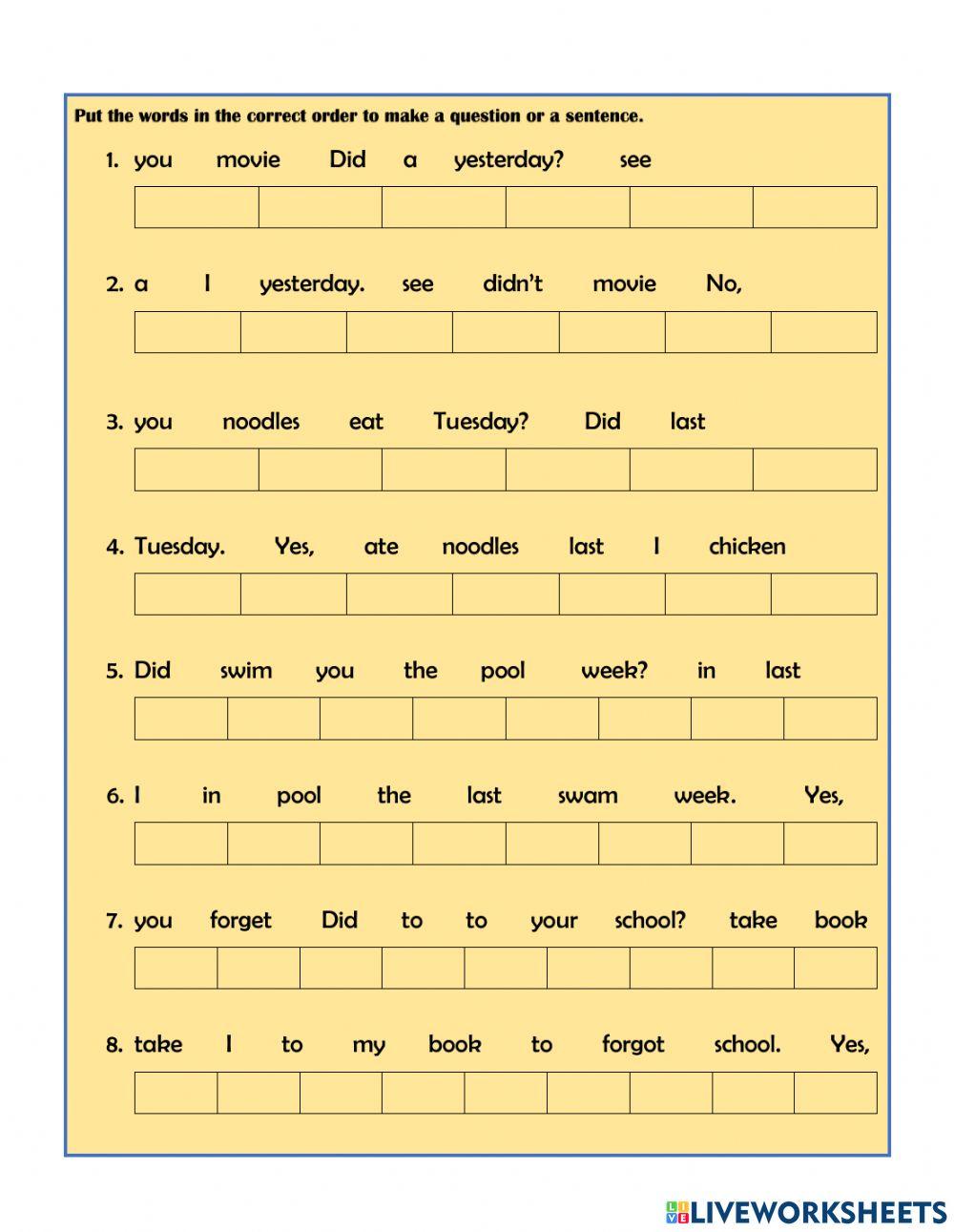 YEAR 5 - PAST SIMPLE QUESTIONS 5201938 | alice_3186