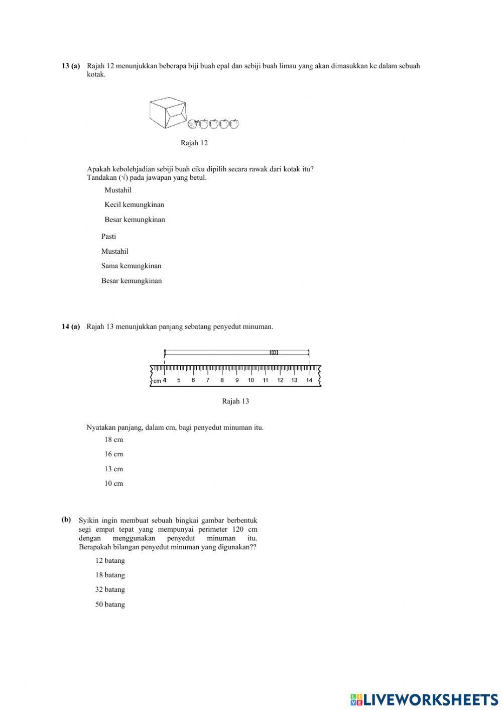 Kertas 2 interactive exercise for tahun 6 | Live Worksheets