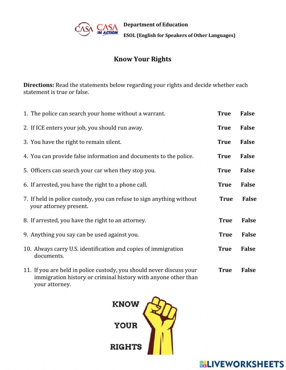 1518524 | Know Your Rights I | eudoh | LiveWorksheets