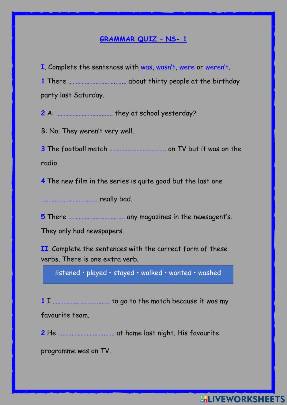 1685113 | English quiz | James Arellano | LiveWorksheets