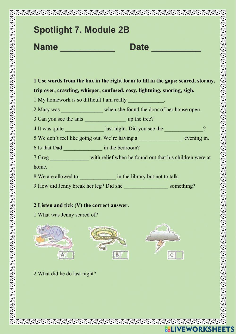 Spotlight 7. Mo… | Free Interactive Worksheets | 1513061
