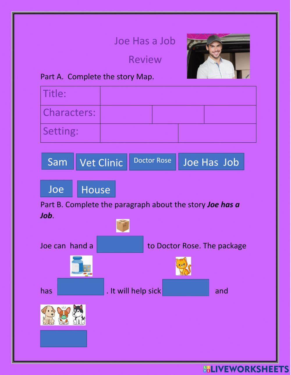 Joe Has a Job worksheet | Live Worksheets