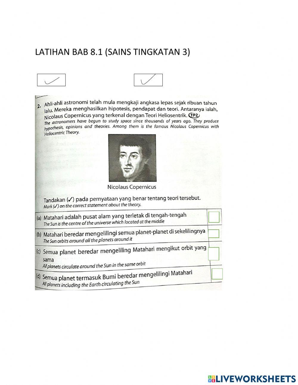 Latihan 8.1 Sains F3 worksheet | Live Worksheets