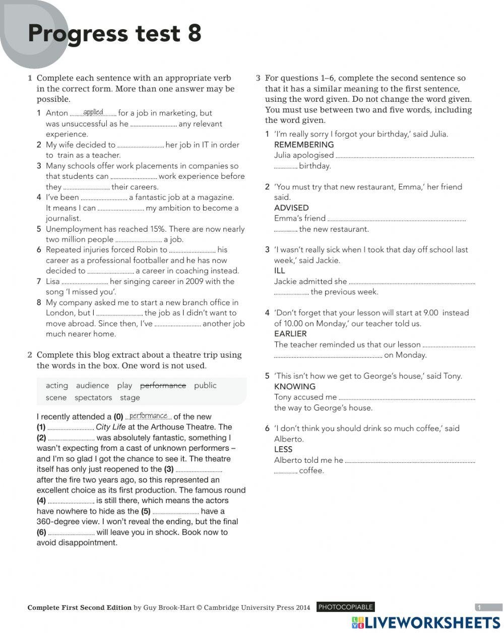 fce unit 8 prog… | Free Interactive Worksheets | 5202958