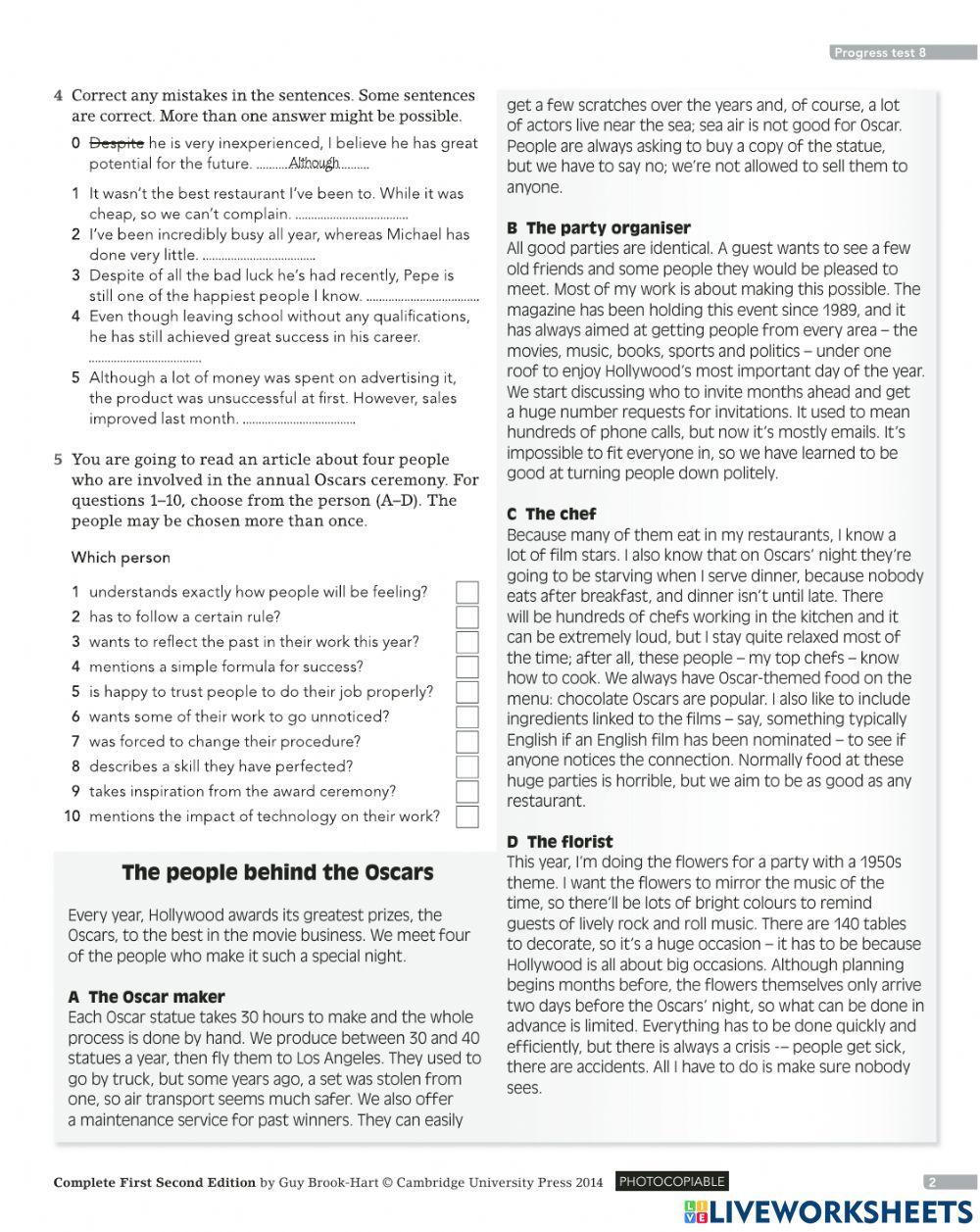 fce unit 8 prog… | Free Interactive Worksheets | 5202958