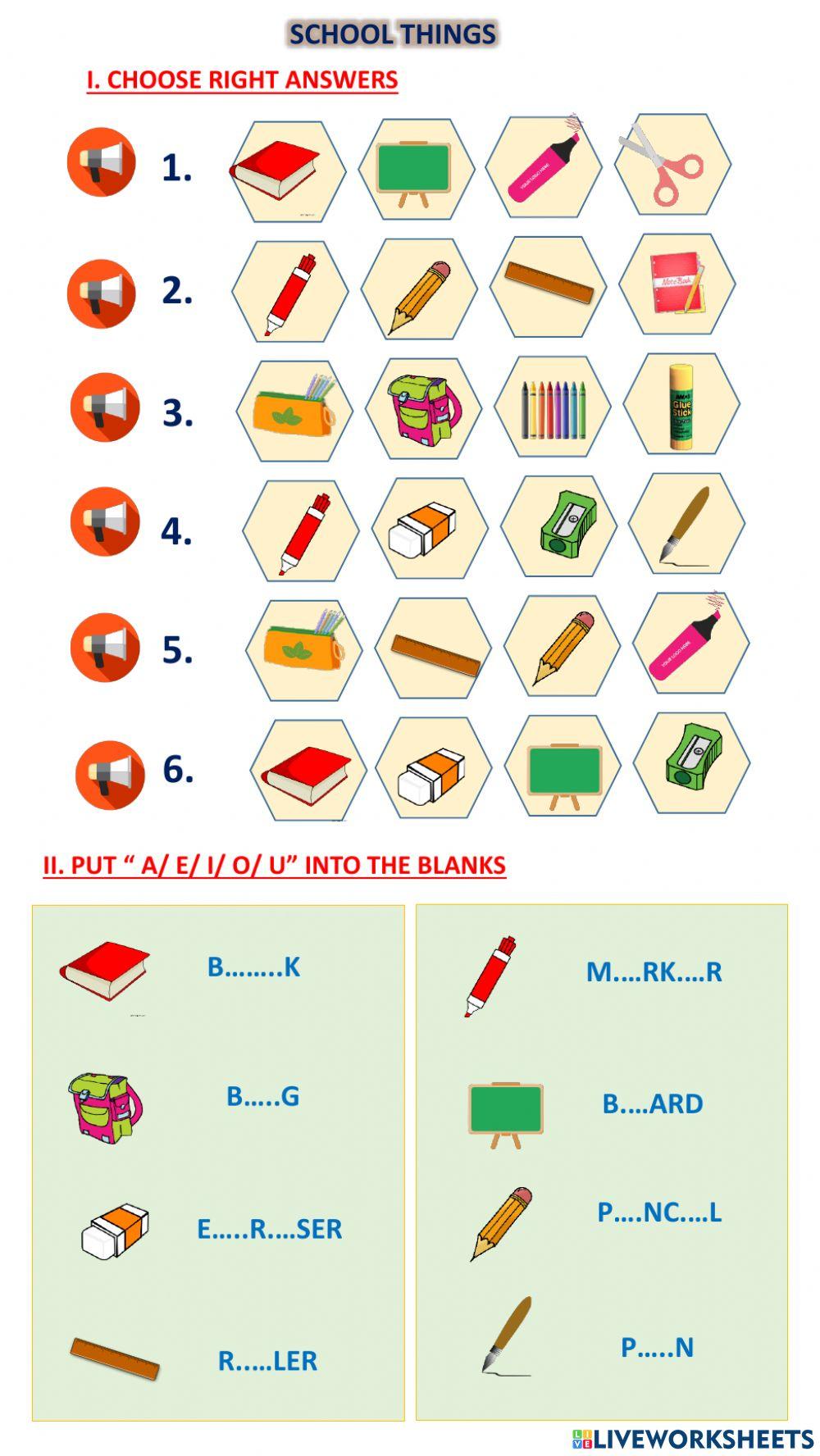 School things 2 | Free Interactive Worksheets | 1515754