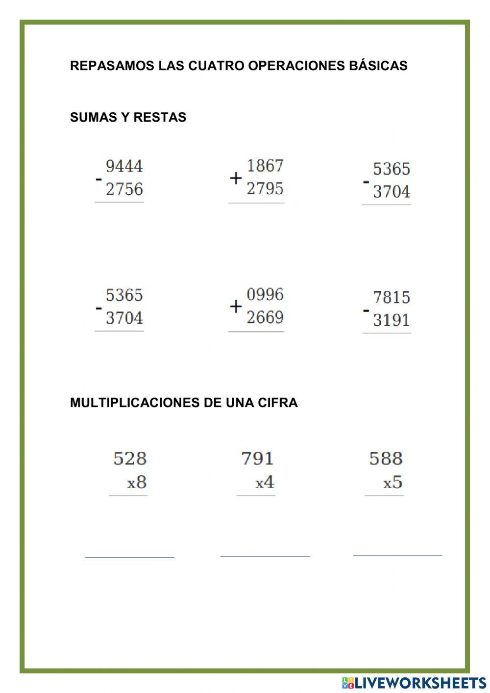 Operaciones Basicas Online Exercise For 5to Y 6to Grado, 41% OFF Operaciones Basicas Online Exercise For 5to Y 6to Grado, 41% OFF