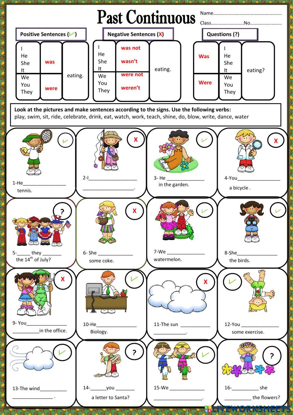 Past Continuous Tense online exercise for | Live Worksheets