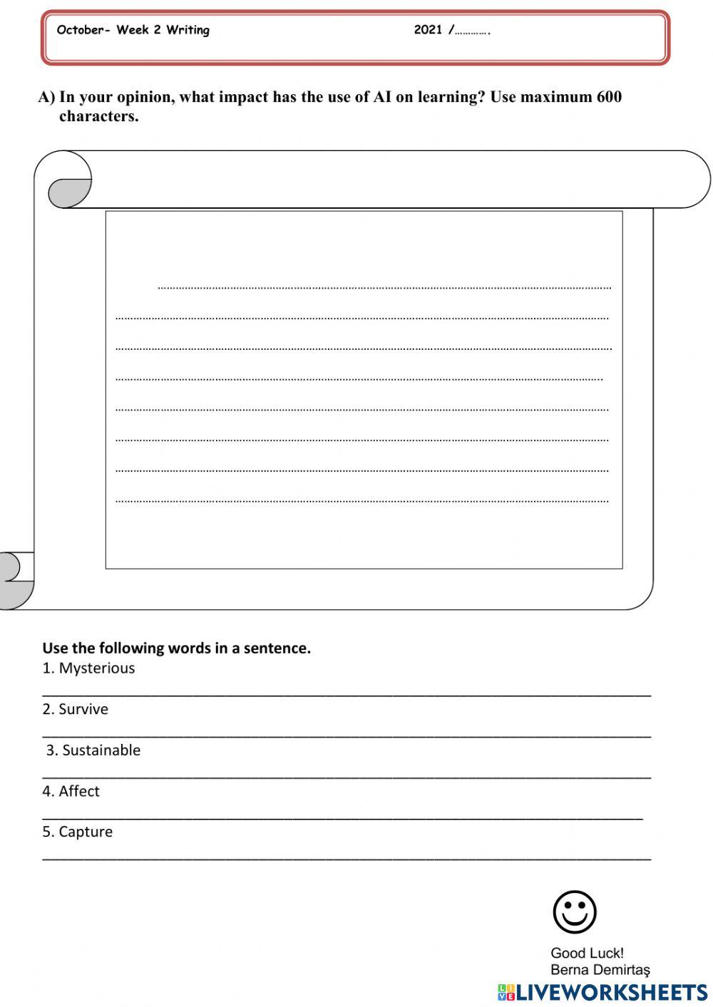 October Week-2- Writing -TED 1516321 | Berna Demirtaş