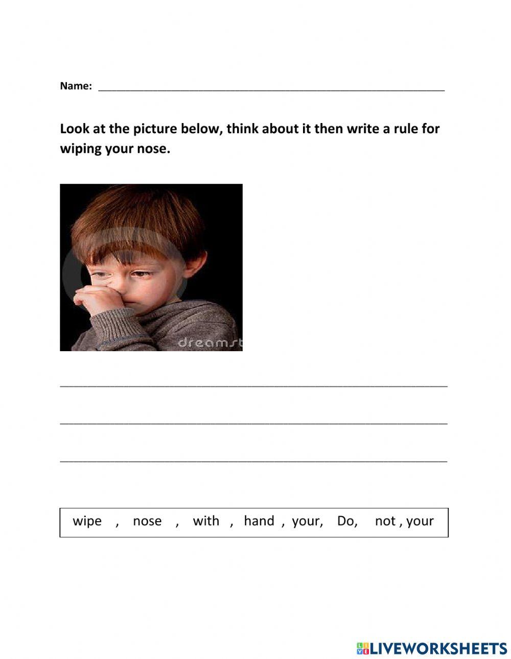 Nose care | Free Interactive Worksheets | 1516662