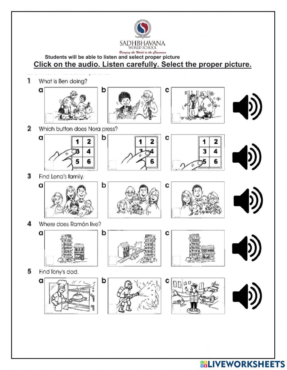 English Listening online exercise | Live Worksheets