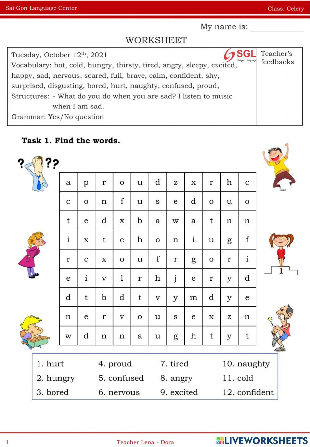 Celery. T3. 12-10-21 worksheet | Live Worksheets