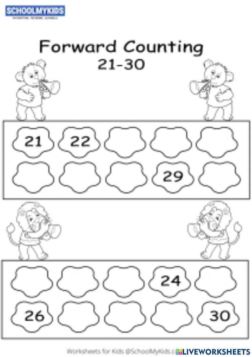 missing numbers 21 to 30 online exercise for | Live Worksheets