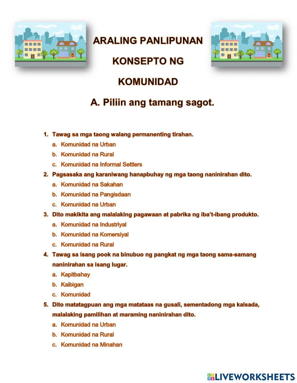 Alintuntunin Sa Komunidad Worksheet Live Worksheets Porn Sex Picture