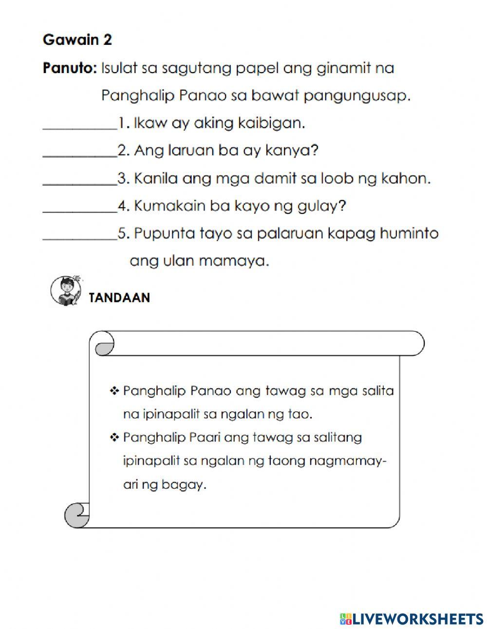 Panghalip Panao Online Worksheet Live Worksheets - vrogue.co
