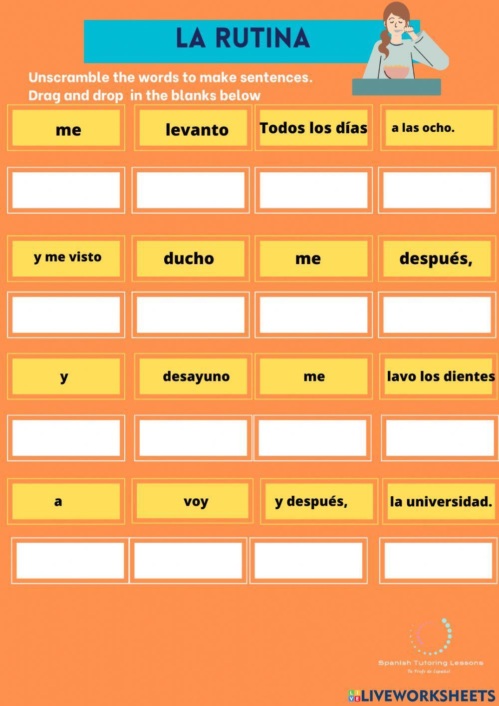 La rutina activity | Live Worksheets
