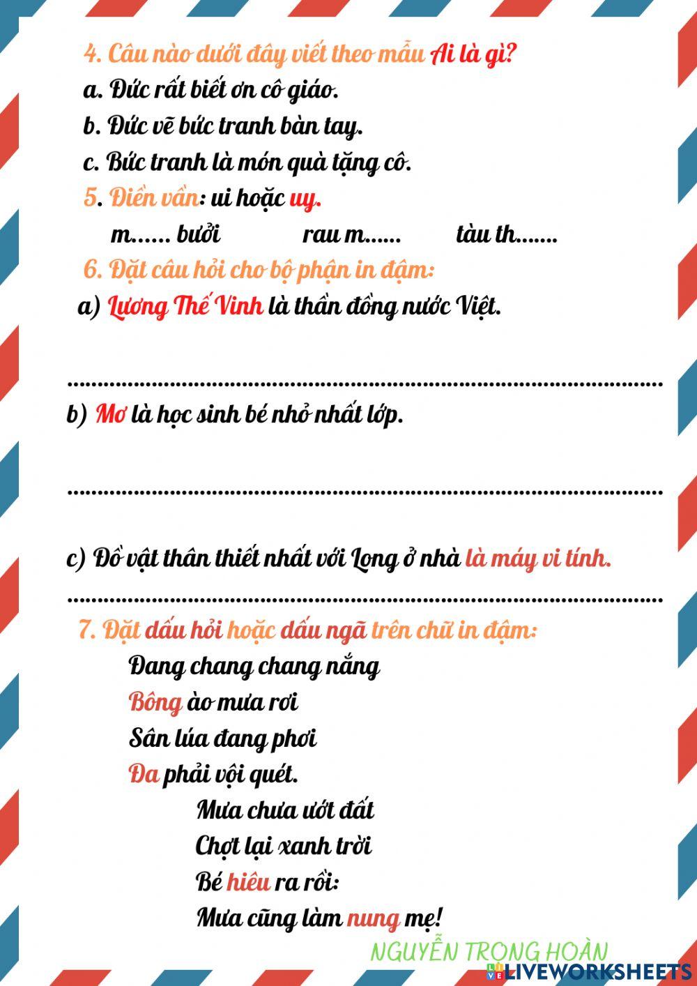 Đọc hiểu Bức tranh bàn tay worksheet | Live Worksheets