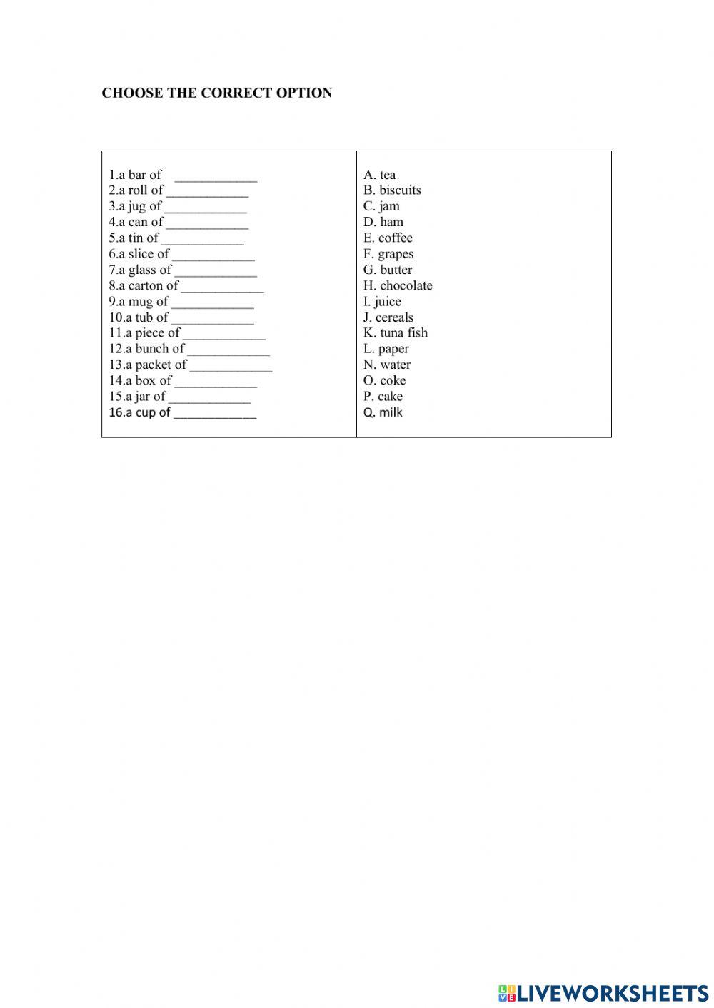 Partitives | Free Interactive Worksheets | 1517401