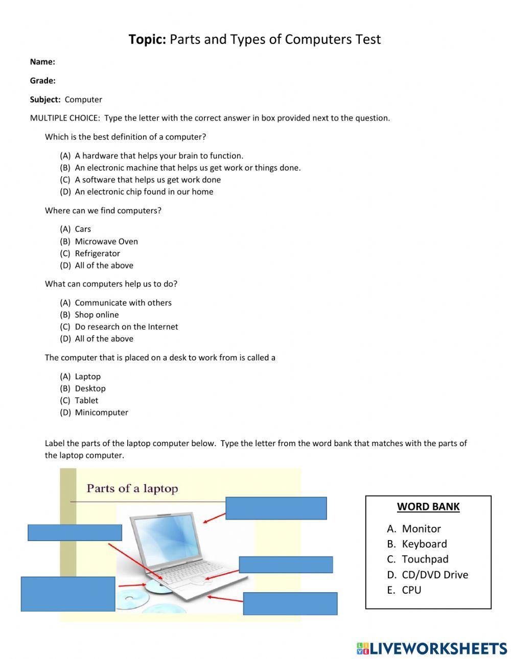Parts of Comput… | Free Interactive Worksheets | 4183341 Parts of Comput… | Free Interactive Worksheets | 4183341