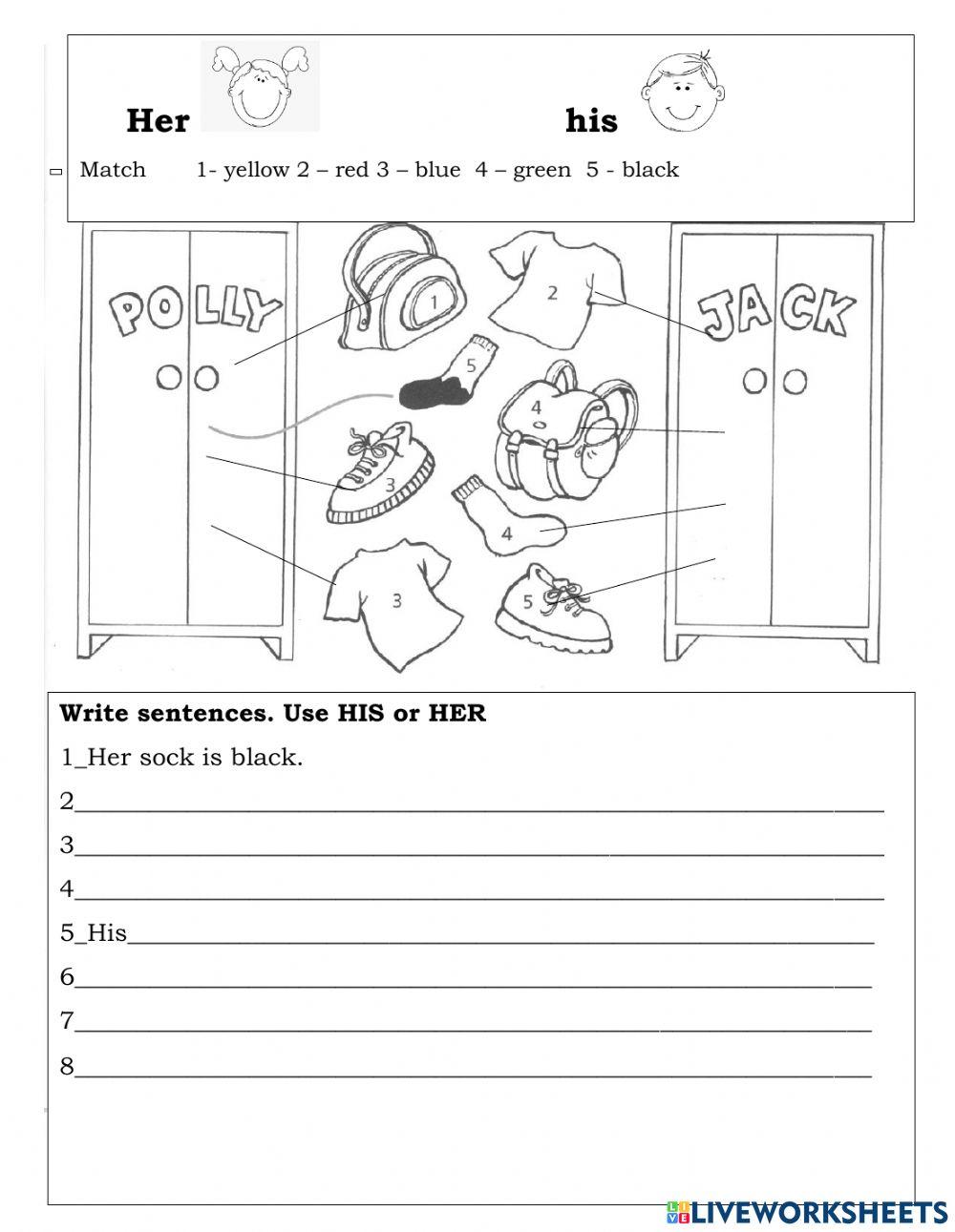 Her his worksheet | Live Worksheets