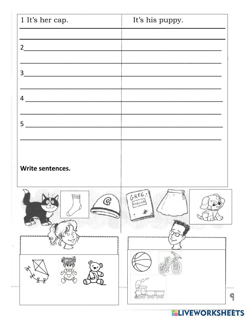 Her his worksheet | Live Worksheets