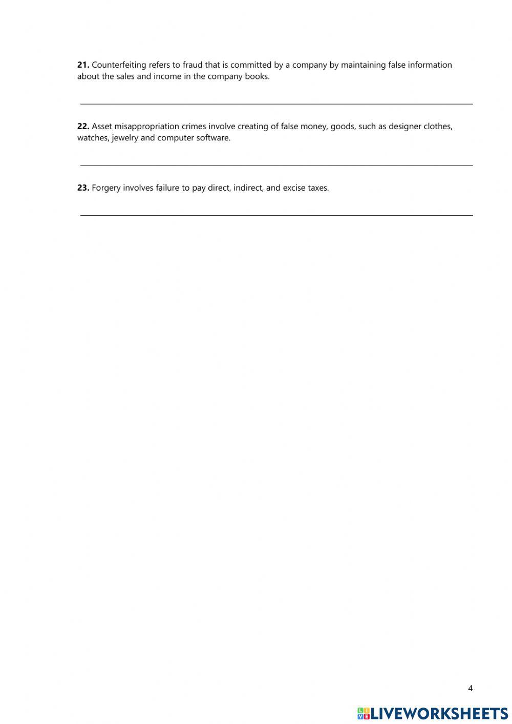 Fraud worksheet | Live Worksheets