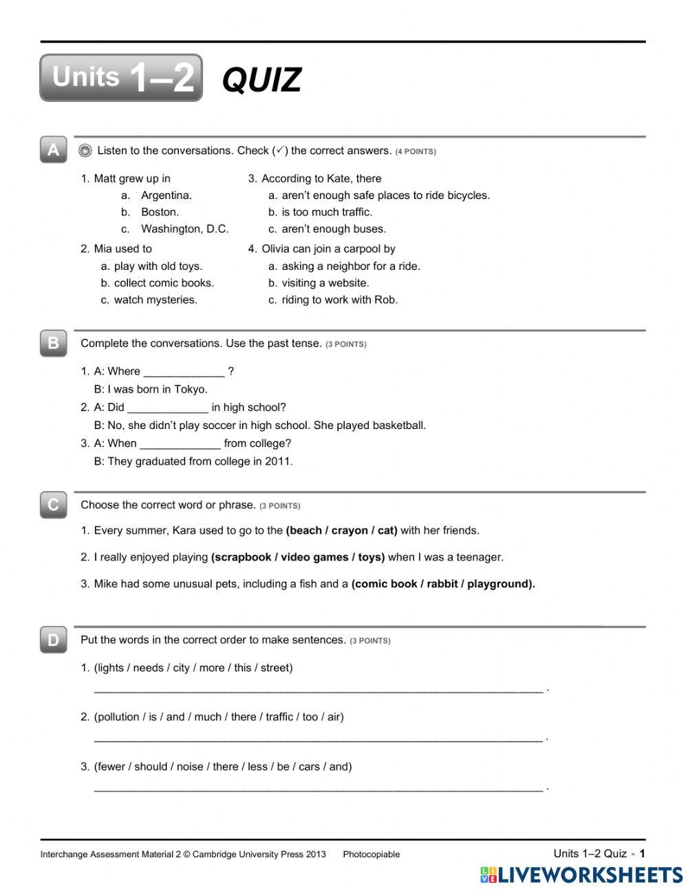 INTERCHANGE B2 … | Free Interactive Worksheets | 5203971