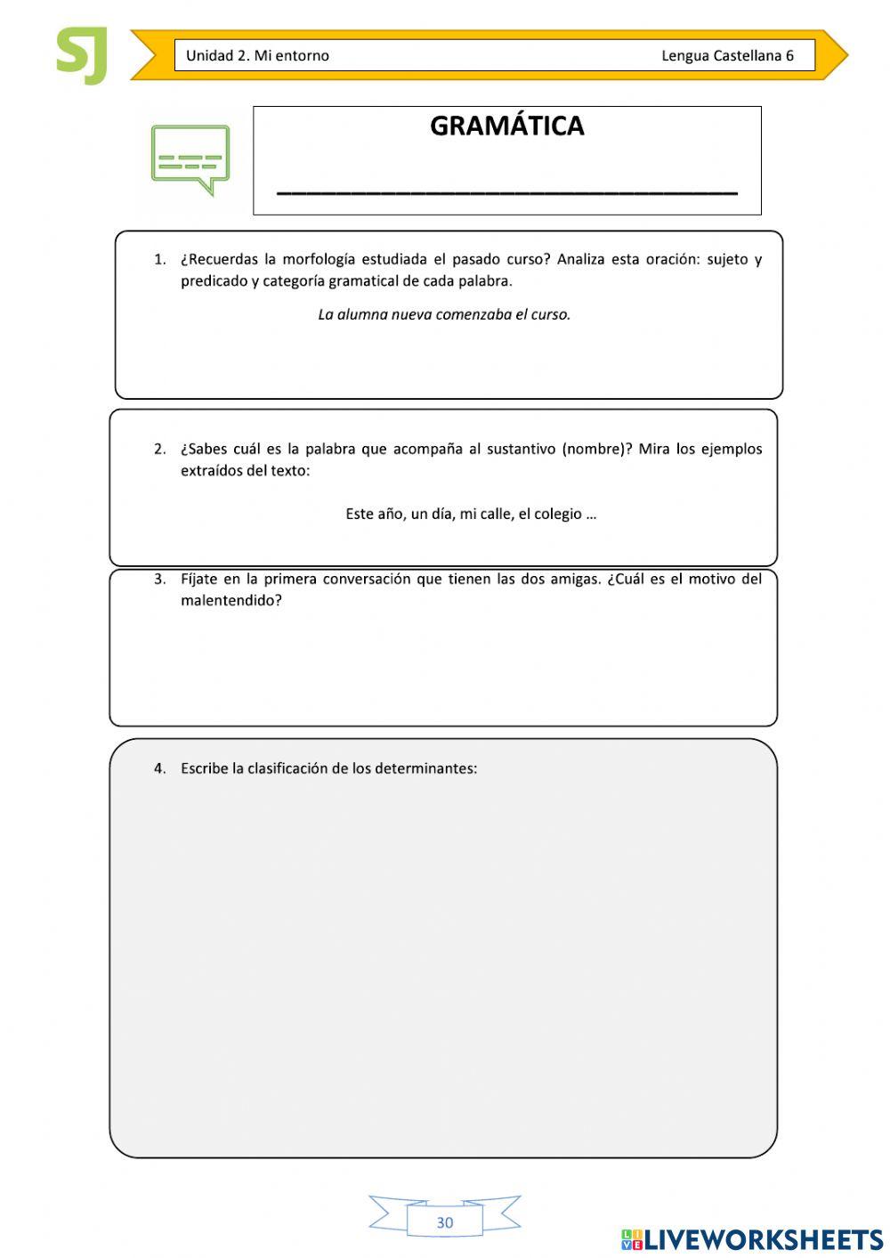 Tema 2. gramática worksheet | Live Worksheets