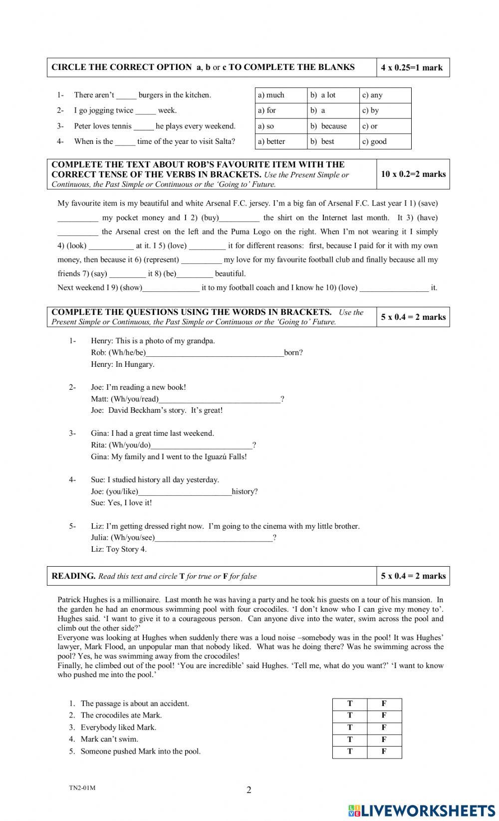 TN2-03 Part A worksheet | Live Worksheets
