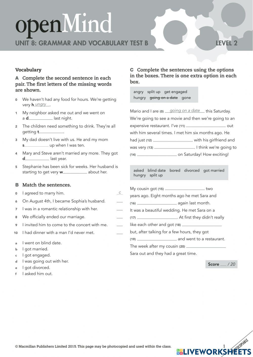 Unit 8 test online exercise for | Live Worksheets