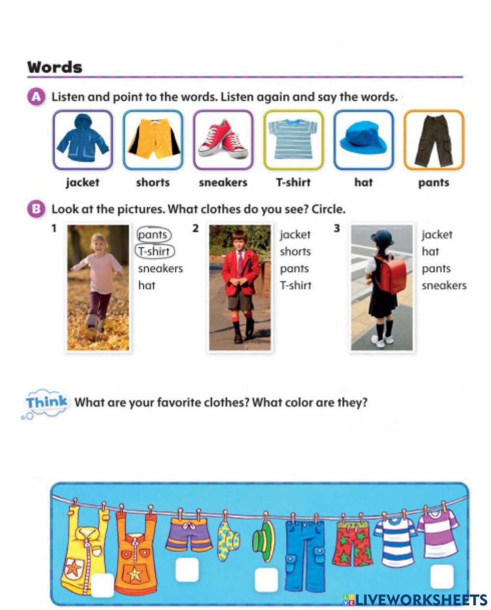 Clothes online exercise for Elementary | Live Worksheets